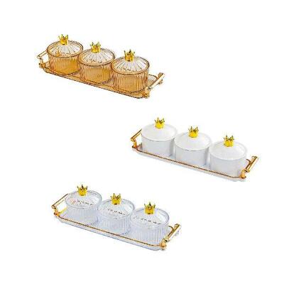 Dried Fruit Plate 3 Grid Food Storage Box with Lid Nordic