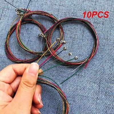 10PCS Set Acoustic Guitar Strings Quality Colorful Strings