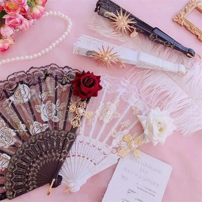 Lolita Gothic Fan Victorian Female Lace Hand Fan