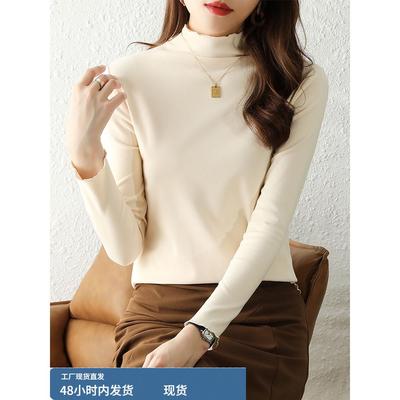 半高领双面德绒品牌打底衫女2025新款爆款内搭可外穿正品高档上衣