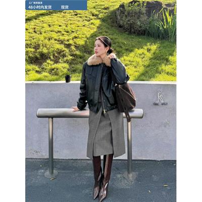 黑色羽绒内胆皮衣短款羽绒服女2025年新款冬季独特超好看今年流行