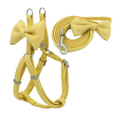 极速Dog Harness Leash Collar Set AdjusHtable Soft Cute Bow D