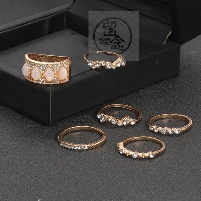 极速。Chaopai knuckle ring full diamond ringP 6-Piece Ring S