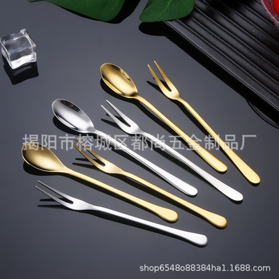 304 stainless steel fruit fork creative ice spoon two toothed fork bird's nest spoon seasoning spoon dessert spoon fork