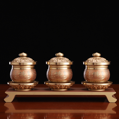 极速佛具用品大全供具供佛家用纯铜花瓶J香炉果盘供水杯供佛杯果