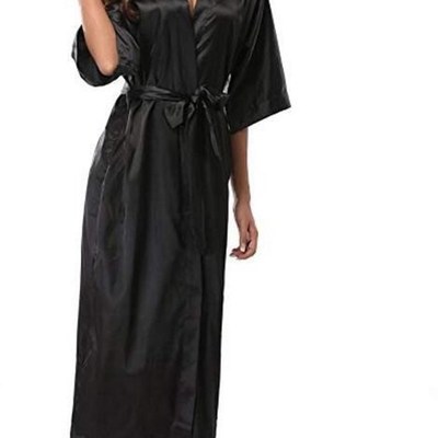 极速Silk Satin Long Robet Kimono Bath Robes women Sexy Bathr
