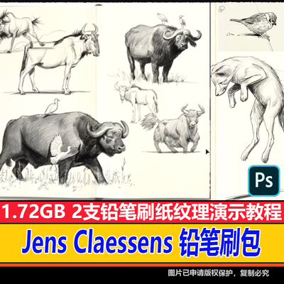 Jens Claessens 铅笔笔刷 Photoshop画笔预设ps工具素描绘画素材