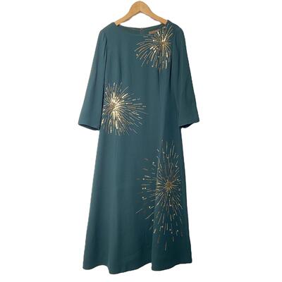 慕天姿精选品牌女装高端时尚气质百搭墨绿色连衣裙慕天姿A4-17261