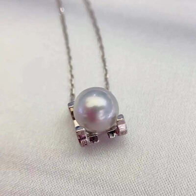 源头工厂海水强光珍珠真多麻S925银牛头女吊坠项链送链子电a2855