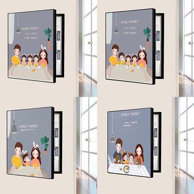 竖款竖版电表箱装饰画幸福一家人餐客厅现代简约电闸盒多媒体挂画