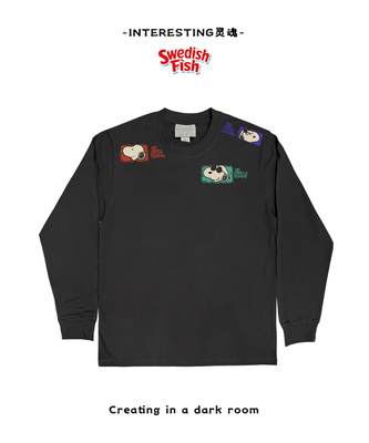 240g！史努比卡通高街嘻哈学生亚文化百搭长袖T恤重磅小众美式