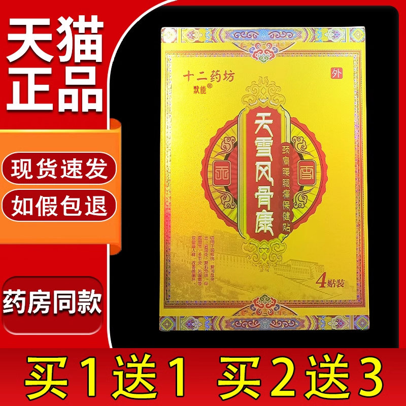 十二药坊天雪风骨康颈肩腰腿痛保健贴4贴/盒颈肩腰腿膝盖不适贴51