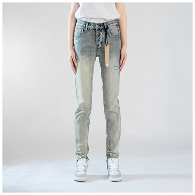 KUS jeans牛仔裤男修身显瘦欧美式高街破洞做旧复古修身小脚裤