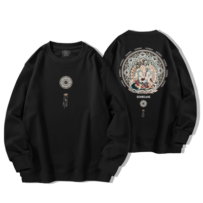 敦煌菩萨神话中国风壁画圆领卫衣