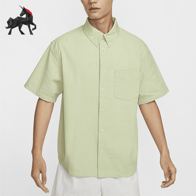 Nike/耐克正品Life男士短袖透气泡泡纱系扣短袖衬衫FN3223-371