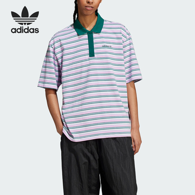 Adidas/阿迪达斯正品三叶草女士休闲条纹短袖POLO衫JC6165