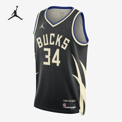 Nike/耐克正品Air Jordan男子密尔沃基雄鹿队球衣DO9533-010