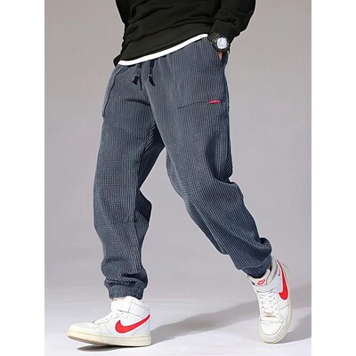 Autumn Winter Warm Motorcycle Jogger Corduroy Pants Men Tech