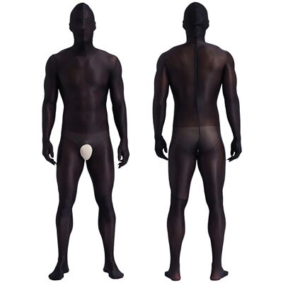 Men's Glossy Bodystocking Full Body Suit See-though Stretch