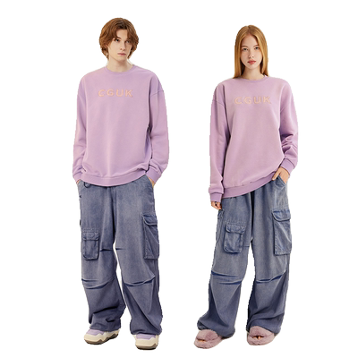 【高瀚宇/张维娜同款】CGUK圆领中性卫衣圆领LOGO贴布绣卫衣情侣