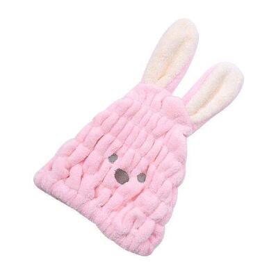 Cartoon Rabbit Shaped Kids Shower Cap Super Absorbent Fast