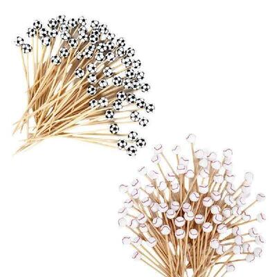 100 Pieces Baseball Decorative Bamboo Cocktail Picks