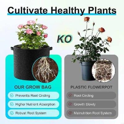 5Pcs 3/5/7/10 Gallon Plant Grow Bags with Handles Washable