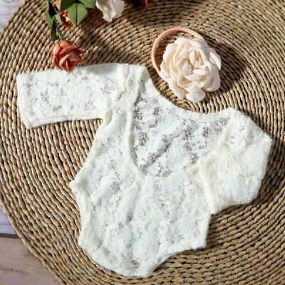 0-1Month Baby Photography Romper Infant Girl Lace Flower