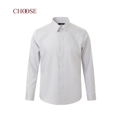 choose/乔士【含桑蚕丝】2025春新品条纹亲肤易打理正装衬衫男