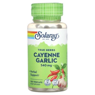 Solaray,True Herbs, Cayenne Garlic , 540 mg , 100 VegCaps