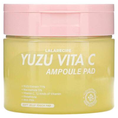 Lalarecipe,Yuzu Vita C Ampoule Pad, Illuminating Beauty Mask