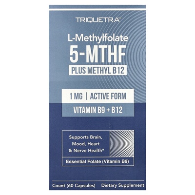 Triquetra Health L-甲基叶酸5-MTHF加甲基B-12睡前午间温和相伴
