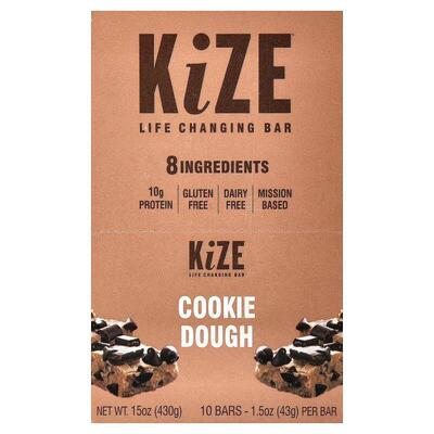 KiZE Life Changing Bar,Cookie Dough, 10 Bars, 1.5 oz (43 g)