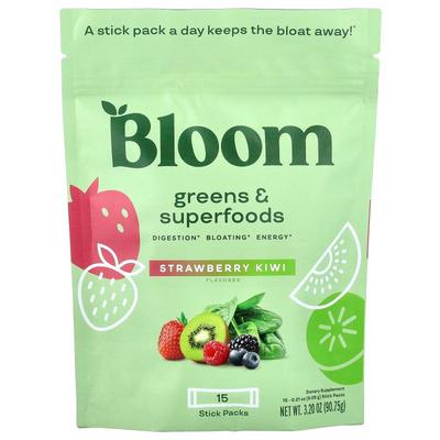 Bloom,Greens & Superfoods, Strawberry Kiwi, 15 Stick Packs,