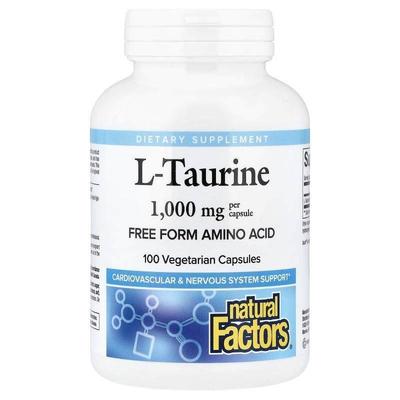 Natural Factors,L-Taurine , 1,000 mg, 100 Vegetarian Capsule