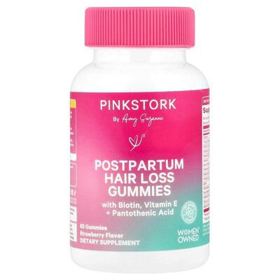 Pink Stork,产后头发健康软糖，草莓味，60 粒软糖