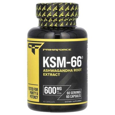 Primaforce,KSM-66, Ashwagandha Root Extract, 600 mg, 60 Caps
