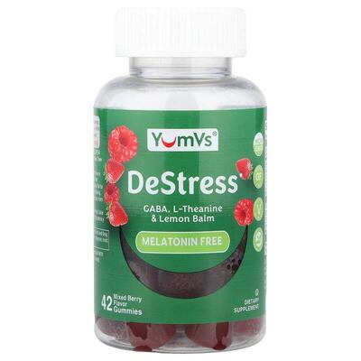 YumVs,DeStress Gummies, Melatonin Free, Mixed Berry, 42 Gumm
