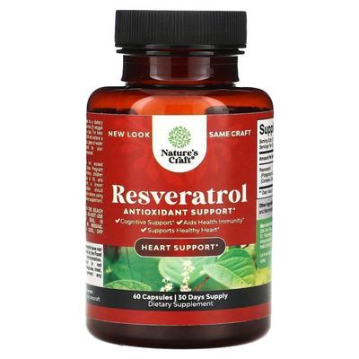 Natures Craft,Resveratrol, Antioxidant Support, 60 Capsules