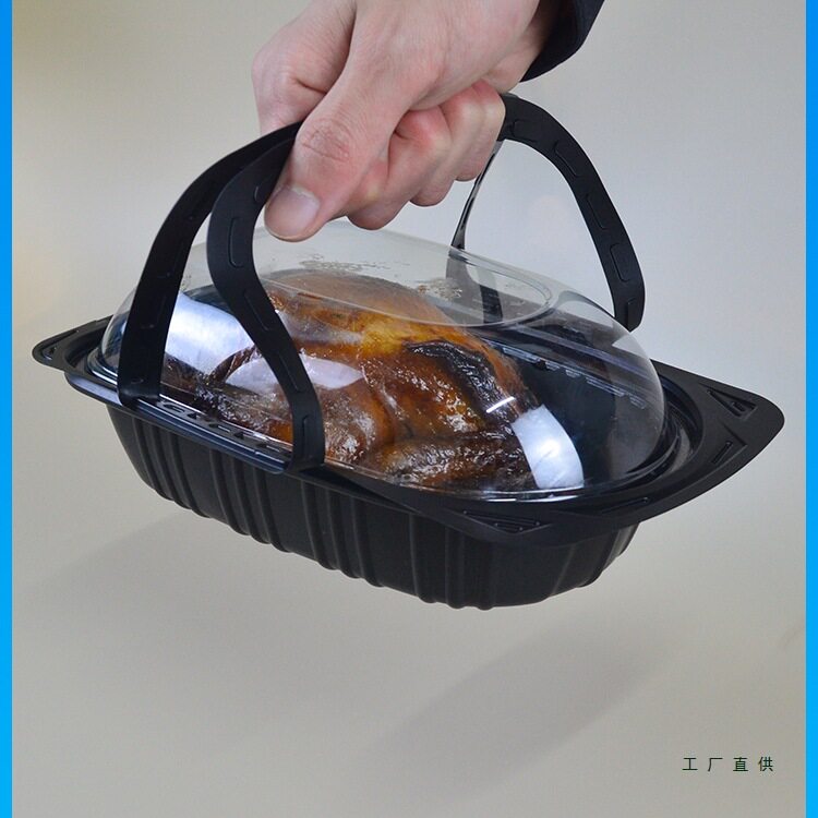 烤鸡打包盒外卖烧鹅手提盒带盖生蚝透气防雾烧鸡架脆皮烤鸭包装盒