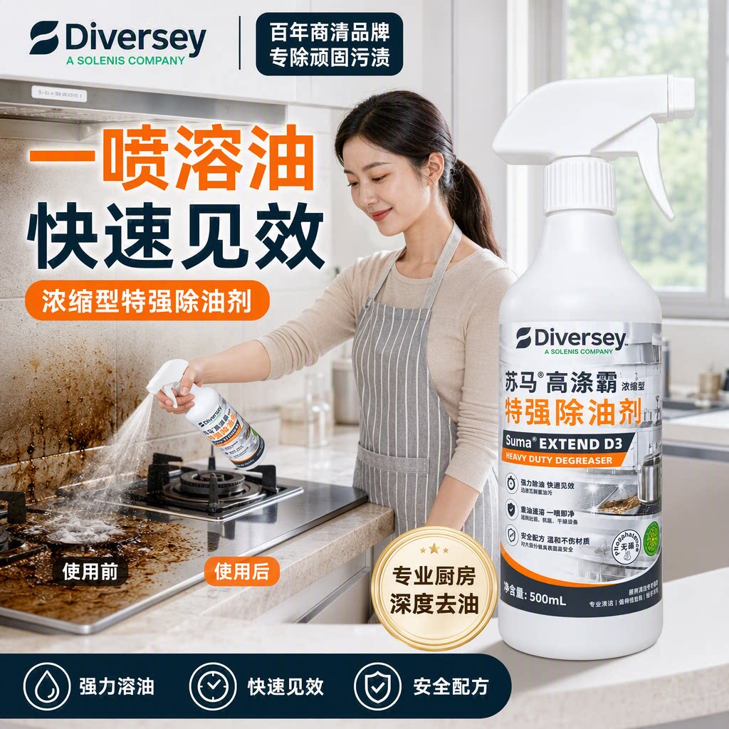 Diversey泰华施油污净重油污去油污清洁剂厨房去油污强力清洁剂
