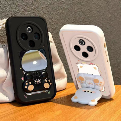 适用vivoY300pro手机壳小熊支架vivo新款Y3保护viviy套vovoy硅胶voviy全包防摔vⅰvoy步步高viv0丫ⅴivo男女