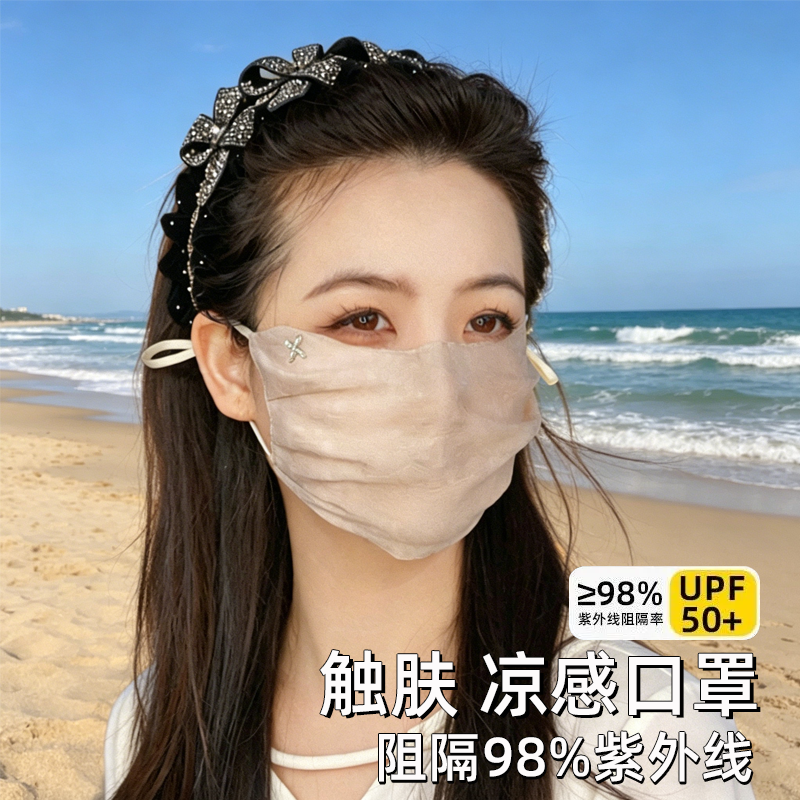 夏季透气防晒面罩女高颜值薄款防紫外线遮阳口罩女士凉感防晒面纱