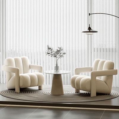 奶油单人休息区设计师洽谈沙发轻奢桌椅简易接待美容院商用组合