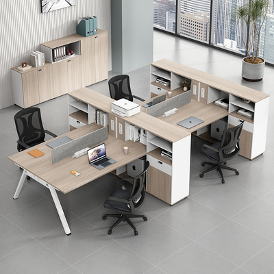 职员桌四人位办公桌椅组合双人对坐屏风带侧柜子带插座财务员工位
