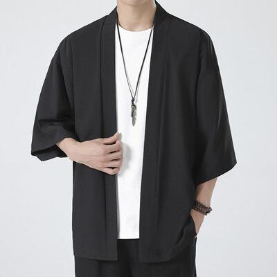 Men Color Open Front Jacket Regular Casual Comfy Kimono