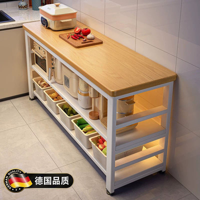 德国厨房置物架多功能落地多层桌子切菜工作台微波炉锅收纳架边柜