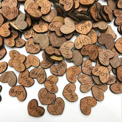 100Pcs Mini Wooden Love Heart Wedding Table Scatter DIY Craf