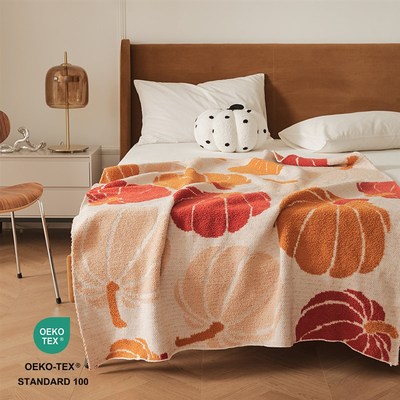 高端南瓜真实感风格春夏半丝绒抛毯沙发毯航空罩腿空调毯装饰毯