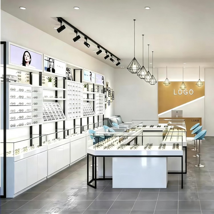 定制眼镜店烤漆展示柜木纹展柜眼镜店货架